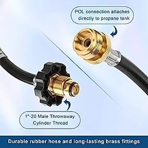F273704 5Ft Propane Heater Adapter Hose Assembly, Compatible With Mr. Heater, Big Buddy Heater To Series, Coleman Camp Stove Series, Fit Indoor/Outdoor Propanetank- (Lp Cylinder Pol Connection)