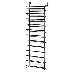 Whitmor 36 Pair Over-The-Door Rack-Gunmetal Gray Shoe Organizer