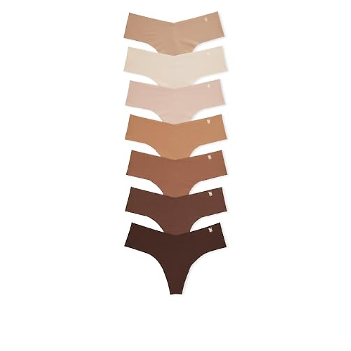 Victoria's Secret Women's No Show Thong Underwear, Panties for Women, Multi Pack, Multicolor Nude (M)