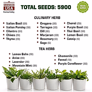 Most Popular Heirloom Non GMO Tea and Herb Seeds for Planting Indoor and Outdoor Garden