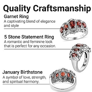 Shop LC Red Garnet Victorian 5 Stone Ring for Women Platinum Plated Jewelry Wedding Gifts for Women Size 9 Ct 1.35 Birthday Gifts