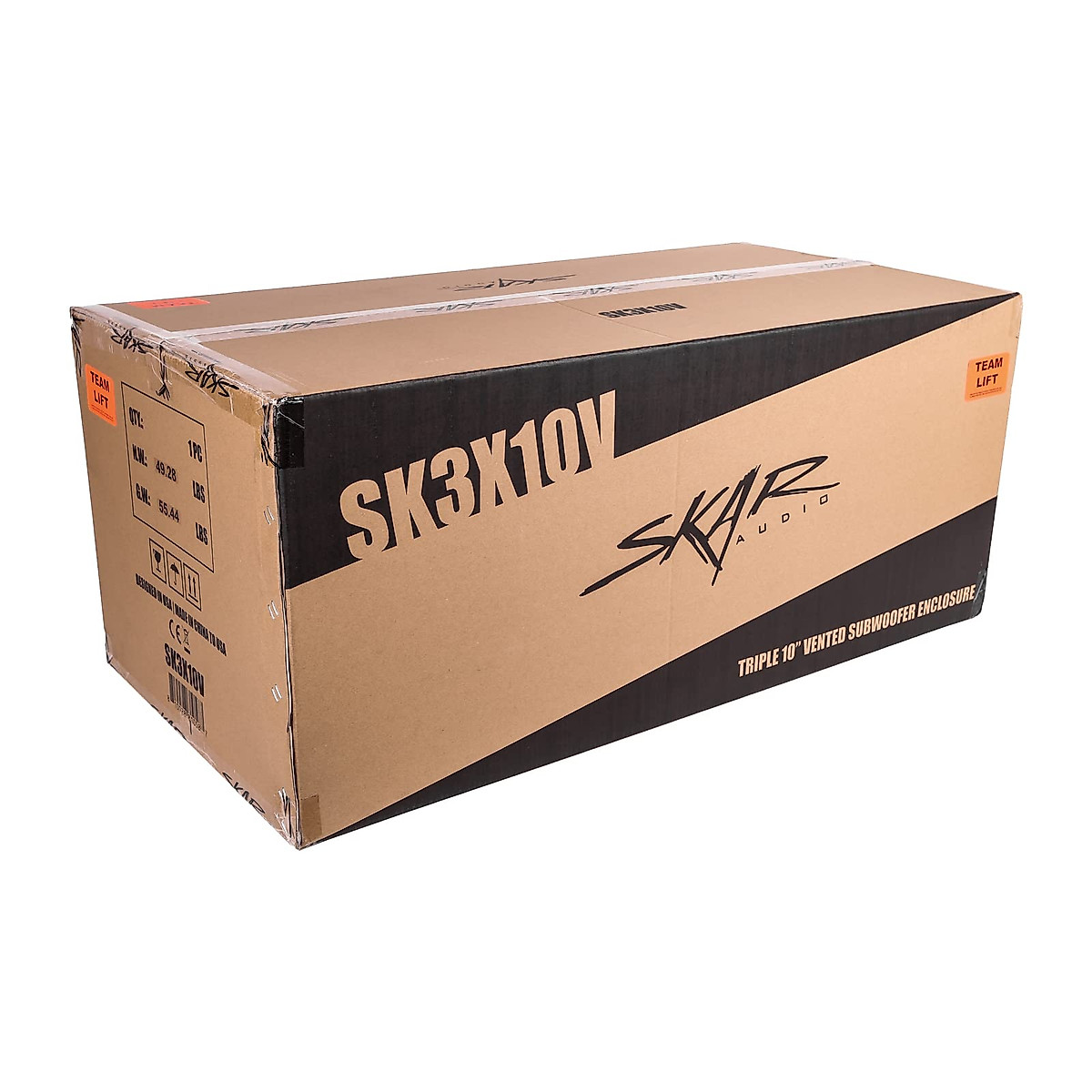Skar Audio SK3X10V Triple 10" Universal Fit Ported Subwoofer Enclosure with Angled Rear Firing Design