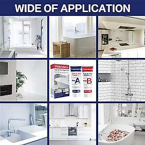 Porcelain Repair Kit, Tub and Tile Repair Kit, Super Strong and Persistent Bathtub Repair Kit, Quartz Countertop Repair Kits for Ceramic, Porcelain, Marble, Quartz, Resin, Acrylic (ceramic repair kit)