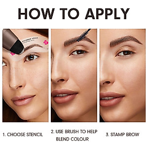 Eyebrow Stamp Stencil Kit - 1 Step Brow Stamp Kit Smudge-Proof and Long-Lasting Waterproof with 24 Reusable Thin & Thick Eyebrow Stencils, Eyebrow Brush for Perfect Brow (Light Brown)