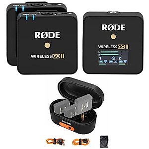 Rode Wireless GO II 2-Person Compact Digital Wireless Microphone System/Recorder Bundle with ZG-R30 Charging Case Wireless GO/Wireless GO II Microphone System