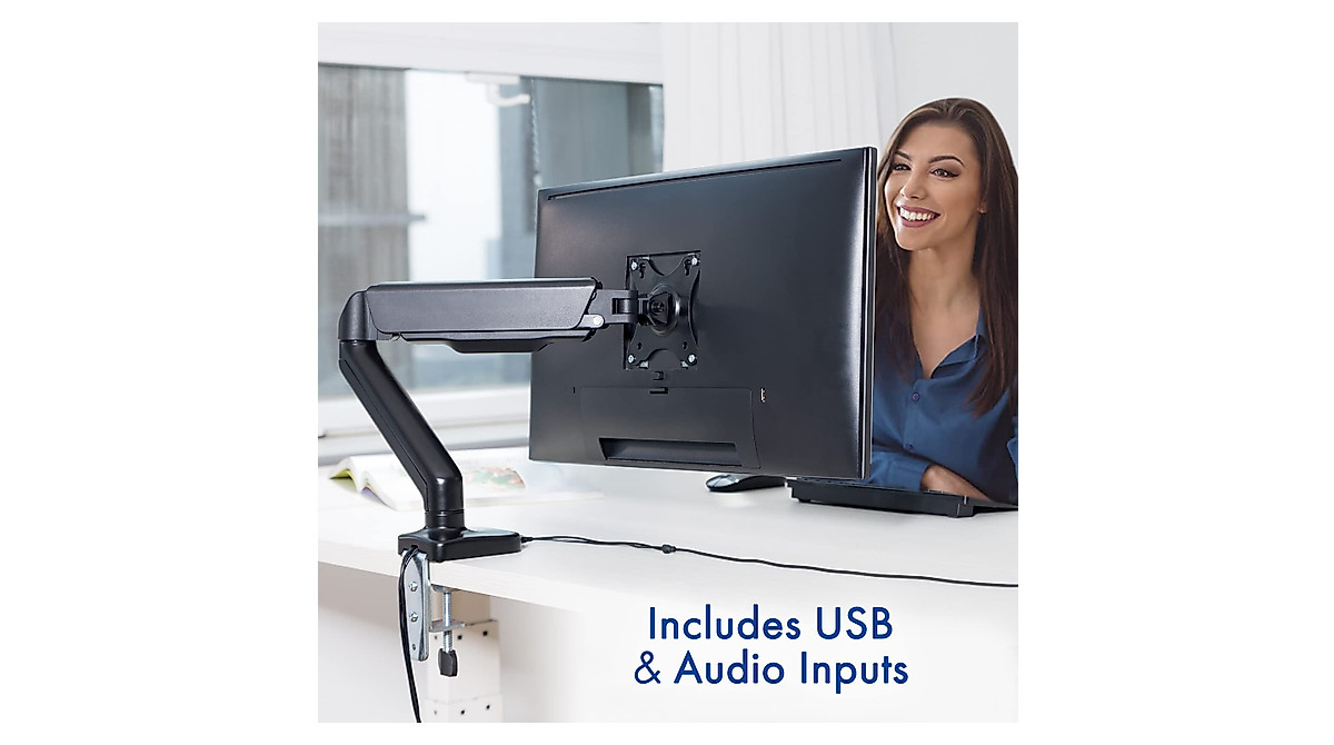 Stellar Mounts Spring LCD Monitor Arm with USB and Multimedia Ports for ...
