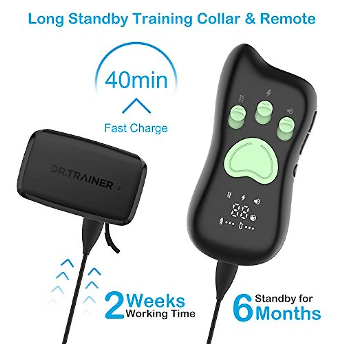 Dr.Trainer Automatic Bark Collar with Remote Control up to 2300ft, Electronic Dog Training Collar, Waterproof Dog Shock Collar for Dog with Custom Sound, APP Setting & Barking Record