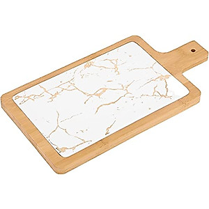 Steak Serving Plate by Chef's Unique -13" Wooden, Porcelain Serving Plates