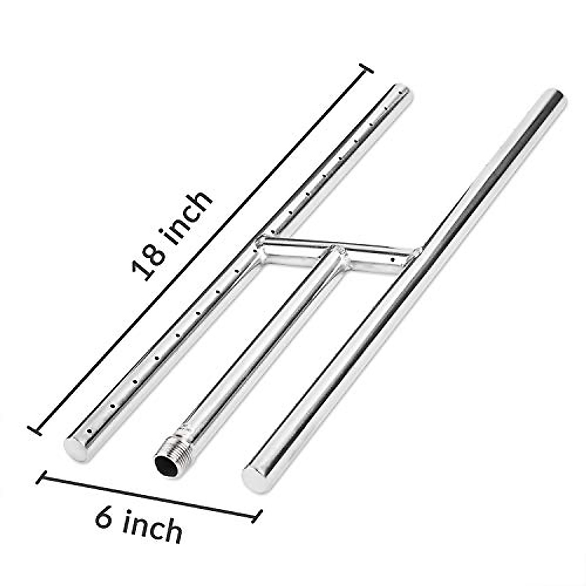 GASPRO 18 x 6 inch Gas Fireplace Burner, Stainless Steel H Burner for Gas Fireplace, Fire Pit, Propane & Natural Gas, Non-Whistle, Easy to Install