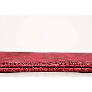 Unique Loom Tekke Collection Over-Dyed Saturated Traditional Torkaman Area Rug, 2 ft 7 in x 10 ft, Red/Burgundy