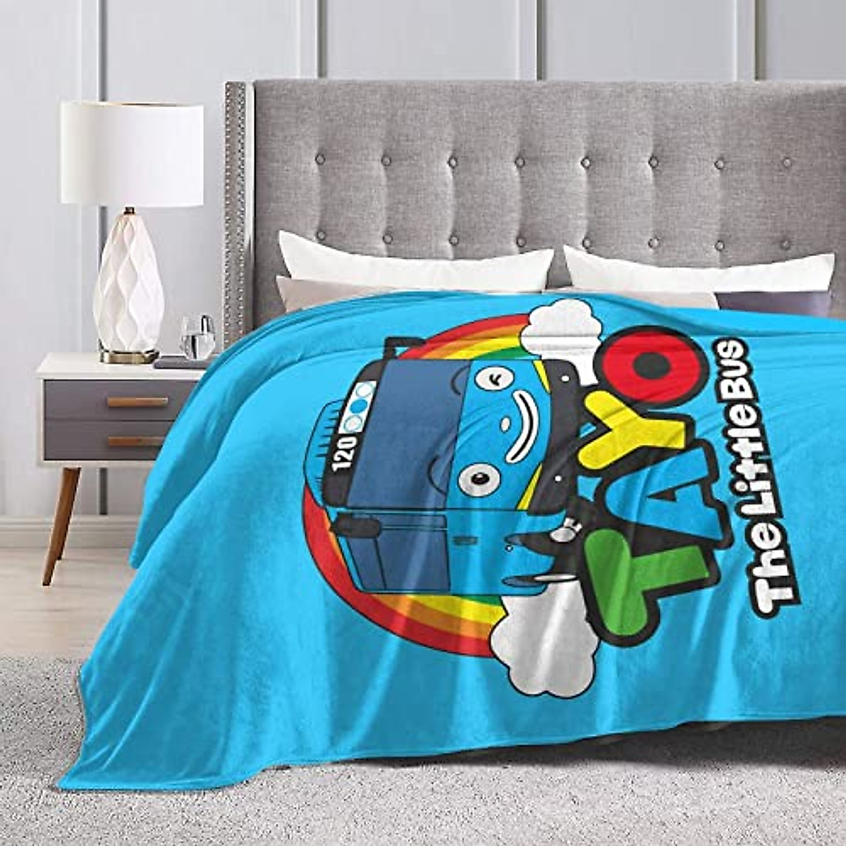 Tayo The Little Bus Blanket, Bed Throws Soft Plush Warm Sofa Bed Blanket All Season, Comfortable Lightweight Super Soft Luxury Flannel Blankets 50"X40"