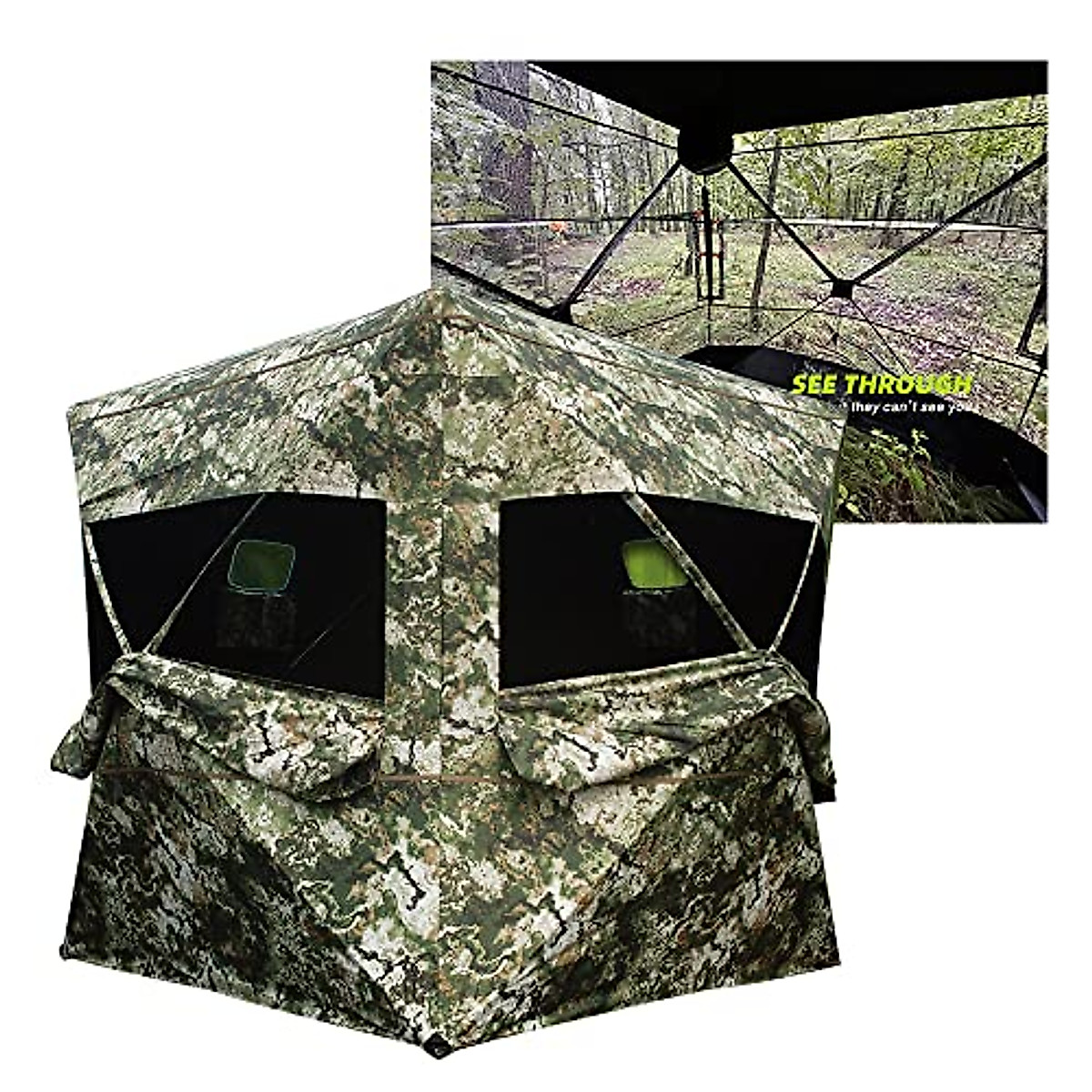 VENATIC Cloak 2.0, 2 Person Full Panel See-Through Hunting Blind, Floor Space 58" x 58"