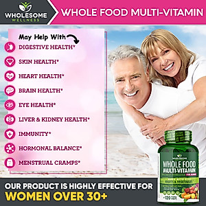 Whole Food Multivitamin for Women - Natural Multi Vitamins, Minerals, Organic Extracts - 120 Tablets