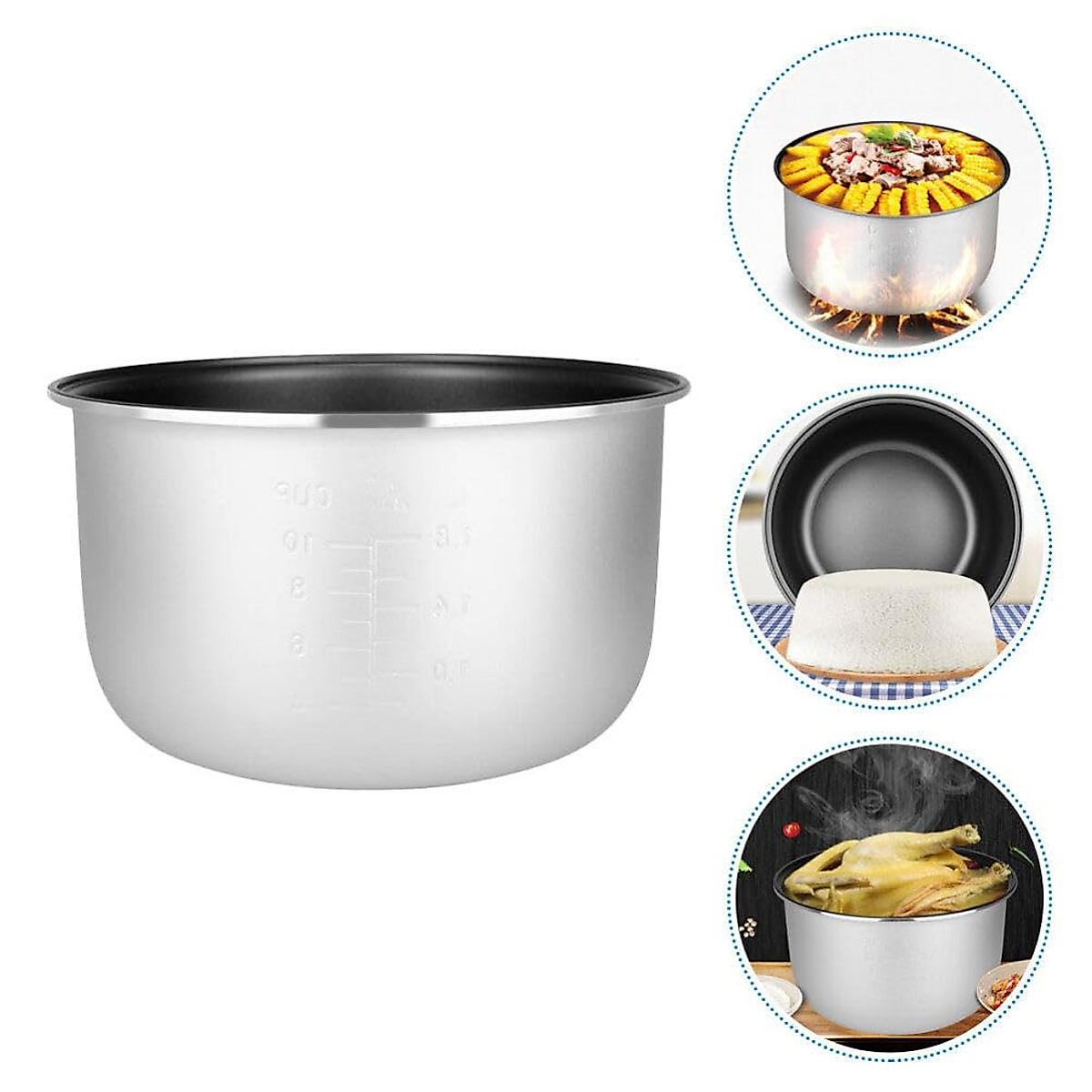 Cabilock Rice Cooker Inner Pot Inner Cooking Pot Aluminum Electric Rice Cooker Liner Non-stick, Non-stick Cooking Pot Rice Cooker Liner Accessories (2L) Universal Inner Pot