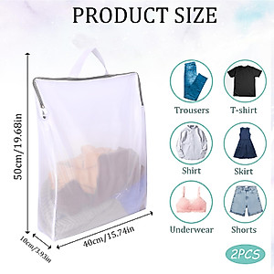 2 Pcs Mesh Laundry Bags for Washing Machine,16 X 20 Inch Fine Mesh Wash Bags with Handle,Side Widening Large Opening Zippered Clothing Washing Bag for Laundry,Blouse,Bra,Hosiery,Stocking,Underwear