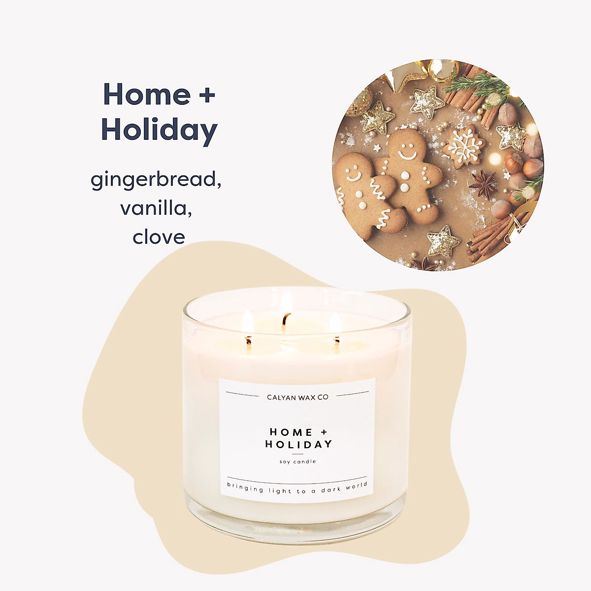 Calyan Wax Co. 3 Wick Candle, Home + Holiday Scented Candle, 43 Hour Burn Time, 3 Wick Soy Candles, Non Toxic & Vegan Soy Wax, Glass Jar Scented Candles, 14.9oz