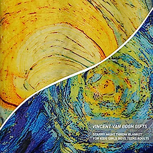 Van Gogh Fleece Blanket Art Throw Blanket for Kids Girls Boys Teens Adults, Super Soft Warm Lightweight Plush Flannel Blanket for Gifts Bedding,Sofa,Travel,Camping,Office (Starry Night, 80"L x 60"W)