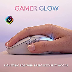 Logitech G705 Wireless Gaming Mouse, Customizable LIGHTSYNC RGB Lighting, Lightspeed, Bluetooth Connectivity, Lightweight, PC/Mac/Laptop - White Mist