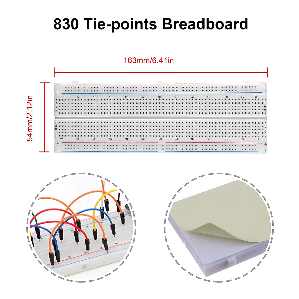 AITIAO Breadboard Kit with 1Pcs 830 & 400 Tie-Points Breadboard 65Pcs Breadboard Jumper Wires 3Pcs Power Supply Module MB 102(5V/3V) 3Pcs I Type Battery Clip