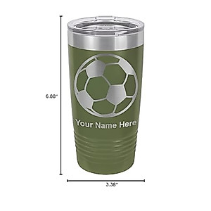 LaserGram 20oz Vacuum Insulated Tumbler Mug, Soccer Ball, Personalized Engraving Included (Camo Green)