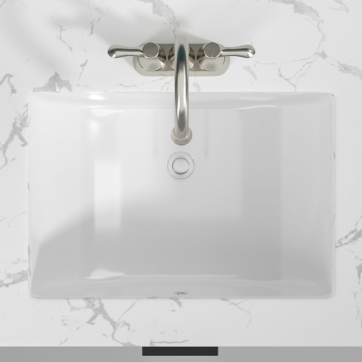 Undermount Bathroom Sink - Sarlai 21 x 14 inch Rectangular Vessel Sink Undermount Modern White Ceramic Rectangle Sink, Vanity Sink Art Basin with Overflow, Interior Bowl Size 18.3"x12.5"x6"