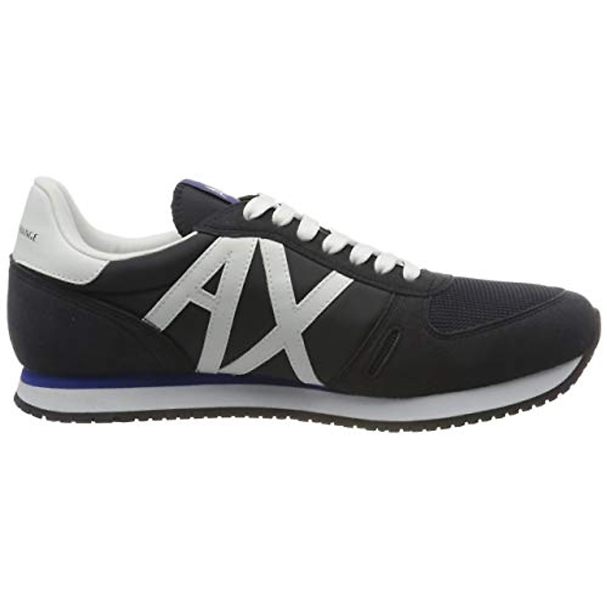 A|X ARMANI EXCHANGE mens Lace Up Logo Sneaker, Navy + Optical White, 13 US