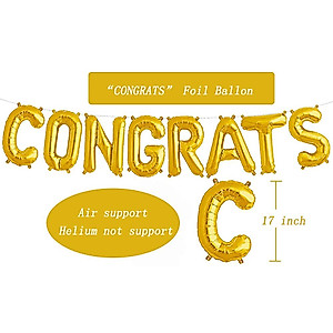 Tellpet Congrats Foil Letter Balloons, Graduation, Wedding, Bridal Party Supplies Decorations, Gold, 16 Inch