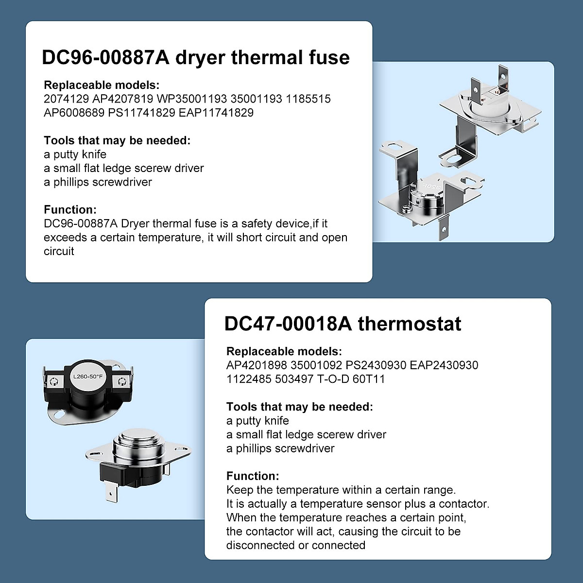 DC97-14486A Heating Element Assembly Dryer Replacement Part for Samsung & Kenmore Replaces DC97-14486D DC9714486A AP4342351 DC97-08891A 1795935 EAP2432265 PS2432265 (with DC96-00887A & DC47-00018A)