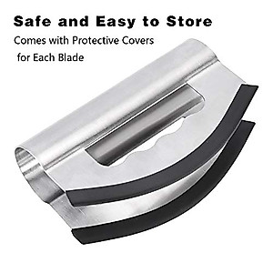 Latauar Mezzaluna Chopper - Double Bladed Salad Chopper with Blade Covers - Stainless Steel Mincing Knife -Rocker Knife - Premium Salad Chopper Knife for Home and Restaurant. Dishwasher Safe.