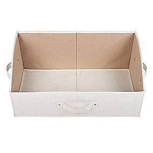 KEEGH Storage Bins for Closet Shelves Storage Baskets for Shelves Trapezoid Storage Bin Fabric Organizer Bins for Clothes with Handles,Beige,Set of 3