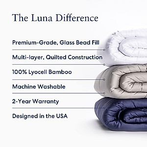 Luna [ Cooling Silky Bamboo Weighted Blankets 100% Lyocell Premium Quality Weighted Cooling Blanket | Breathable All Season Calming Blanket for Adults [15lbs - Queen - 60" x 80"] [Dark Grey]