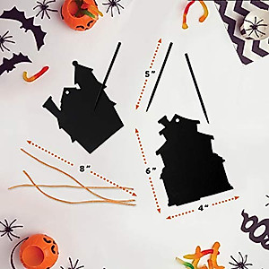 Halloween Magic Scratch Crafts for Kids and Adults - DIY Halloween Decorations - Haunted House Arts and Crafts Ornaments - Includes 24 Haunted House Ornaments, 24 Scratch Sticks, 24 Satin Cord Ribbons