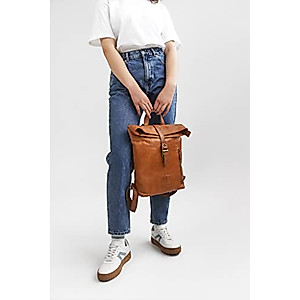 BERLINER BAGS Vintage Leather Backpack Seattle, Women’s Rucksack for Work, School, Cycling - Brown