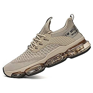 Kapsen Mens Running Shoes Air Cushion Tennis Walking Sneakers Casual Sport Gym Jogging Beige 6.5
