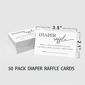 Baby Shower Games, 1 Diaper Raffle Standing Sign with 50 Diaper Raffle Tickets, Minimalist Hello Baby, Modern Black and White Theme Gender Reveal Party Decorations and Supplies(LBLK-A10)