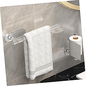 VOSAREA 2pcs Nail Towel Rack Bath Towel Hanger Kitchen Towel Hangers Shower Towel Bar Wall Mounted Tissue Holder Kitchen Towel Bar Bathroom Towel Holder Towel Ring Transparent Acrylic