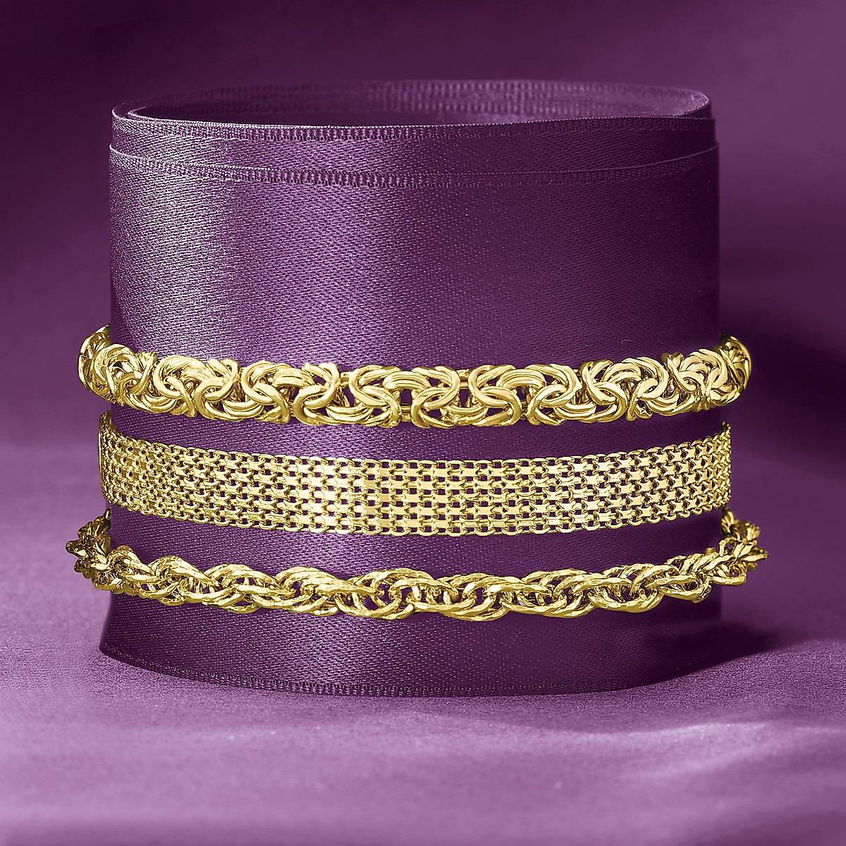 Ross-Simons 18kt Gold Over Sterling Bismark-Link Bracelet. 7 inches