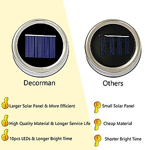 Decorman Solar Mason Jar Lid Lights, 6 Pack 10 LED Waterproof String Fairy Star Firefly Jar Lids Lights for Patio Garden Yard Lawn Party Wedding Christmas Decoration(Jars & Hangers Not Included)