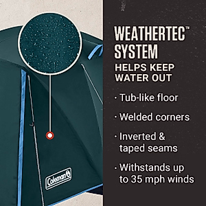 Coleman Skydome Camping Tent with Full-Fly Weather Vestibule, 2/4/6 Person Weatherproof Tent with Rainfly, Carry Bag, Storage Pockets, and Ventilation, Sets Up in 5 Minutes