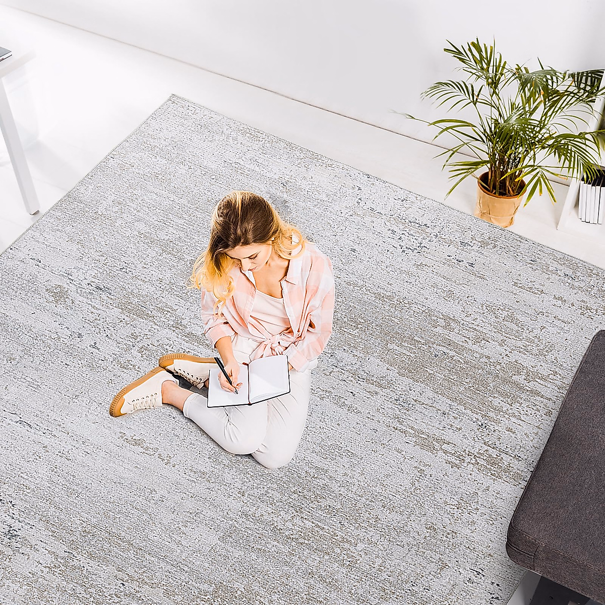 MABOZOO Extra Large 9x12 Modern Abstract Area Rug for Living Room,Neutral Khaki Grey Rugs for Bedroom,Machine Washable Area Rug,Soft Non Slip Dining Room Rug,Big Floor Carpet for Bedroom,Farmhouse