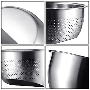 Joyoldelf Stainless Steel Rice Washing Bowl, Versatile 3-In-1 Colander and Kitchen Strainer with Side Drainers for Rice, Vegetables & Fruit