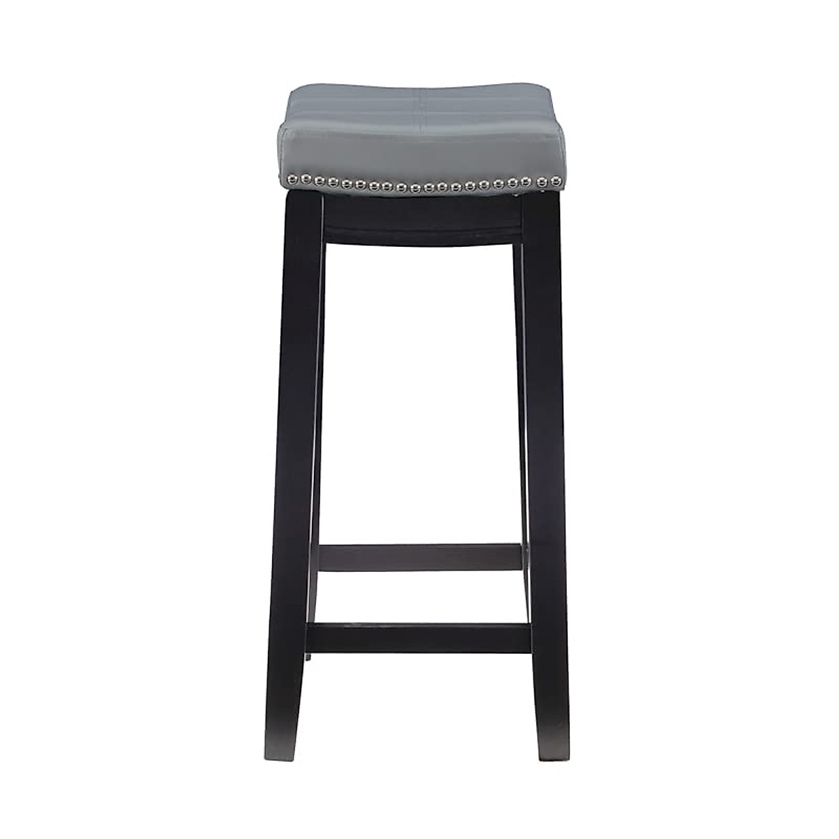 Linon Claridge Backless Counter Stool Gray Faux Leather Wood Frame in Black