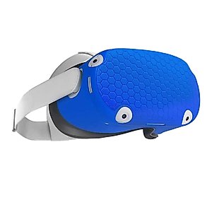 Vakdon VR Shell Protective Cover Compatible for Oculus/Meta Quest 2 Front Face Protector Cover Anti Scratch Anti Dust Anti Shock, Soft and Washable (Blue)