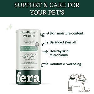 Fera Pet Organics Paw Biome Pet Balm for Dogs & Cats – Vet Created Relief & Nourishment for Nose, Paws, Elbows & Skin – with Organic Beeswax, Neem Oil, Lavender, Calendula & Lactobacillus Sakei – 2oz