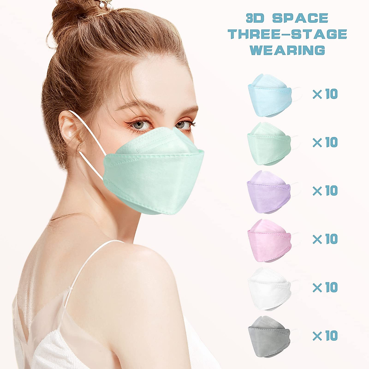 LOGAO 60 individually packaged adult disposable KF94 black + white masks.