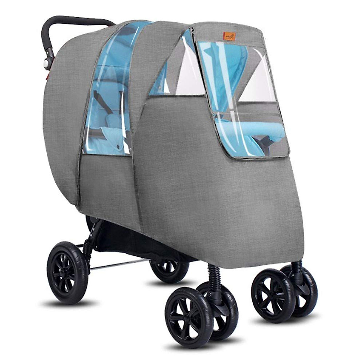 CTEGOOD Double Baby Stroller Rain Cover, Baby Carriage Rain Cover Waterproof, Windproof Protection Travel-Friendly, Outdoor Use Easy to Install and Remove