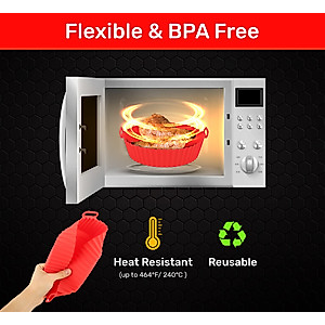 8inch Silicone Reusable Air Fryer Liner Non-stick Airfryer Pot Air Fryer Accessories Dishwasher Safe Baking Parchment (pink)