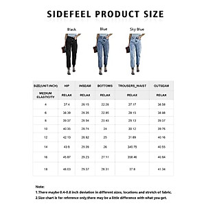 Sidefeel Womens High Waist Mom Jeans Washed Stretch Loose Fit Denim Pants US14 Sky Blue
