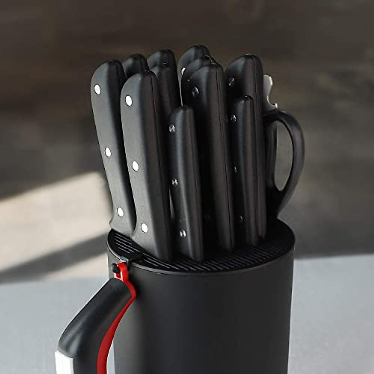 Universal Knife Block Holder, Knife Holder Without Knives,Detachable for Easy Cleaning, Round Knife Holder For Safe, Space Saver Knife Storage,Unique Design Slot to Protect Blades
