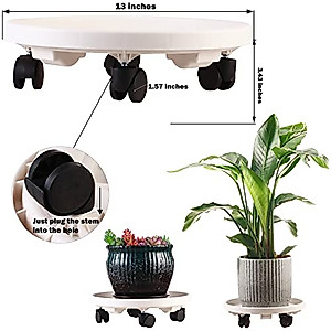 5 Packs Large Plant Caddy with Wheels13" Rolling Plant Stands Heavy-duty Plastic Plant Roller Base Pot Movers Plant Saucer on Wheels Indoor Outdoor Plant Dolly with Casters Planter Tray Coaster White